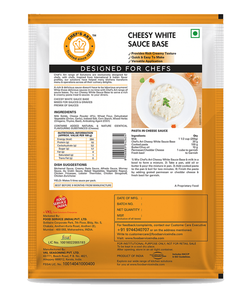 Buy Chef’s Art Cheesy White Sauce Base Online | FSIPL